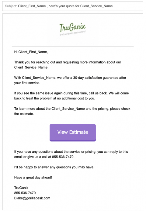 Transactional Email Templates For Local Service Businesses | GorillaDesk